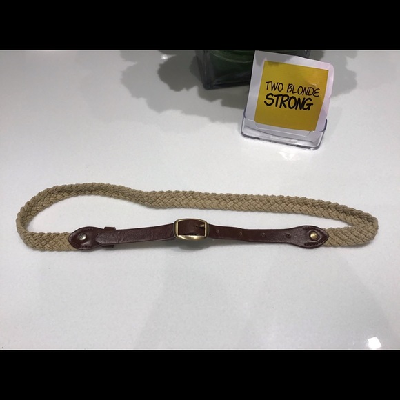 Clarks | Accessories | Brown Leather Cream Braided Rope Belt Size Small ...